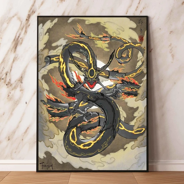 Shiny Mega Rayquaza Japanese Canvas Printed Art | Metro Retro
